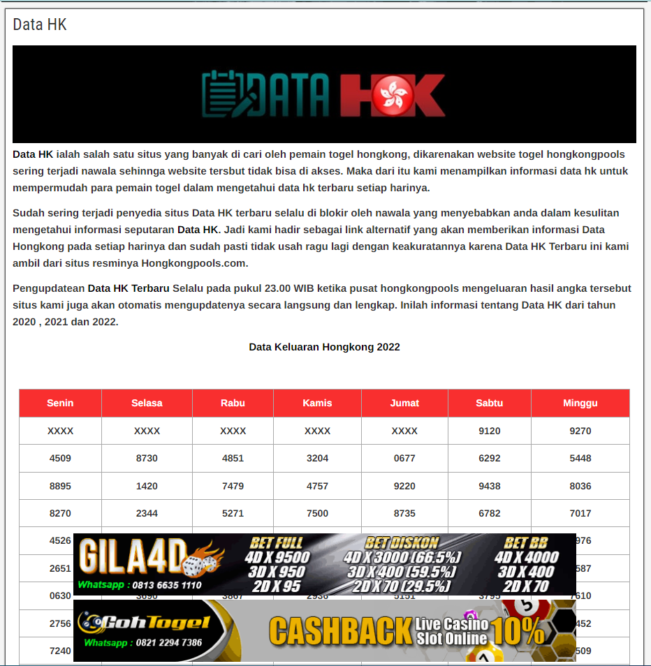 INFORMASI DATA PENGELUARAN HONGKONG INFORMASI DATA PENGELUARAN HONGKONG
