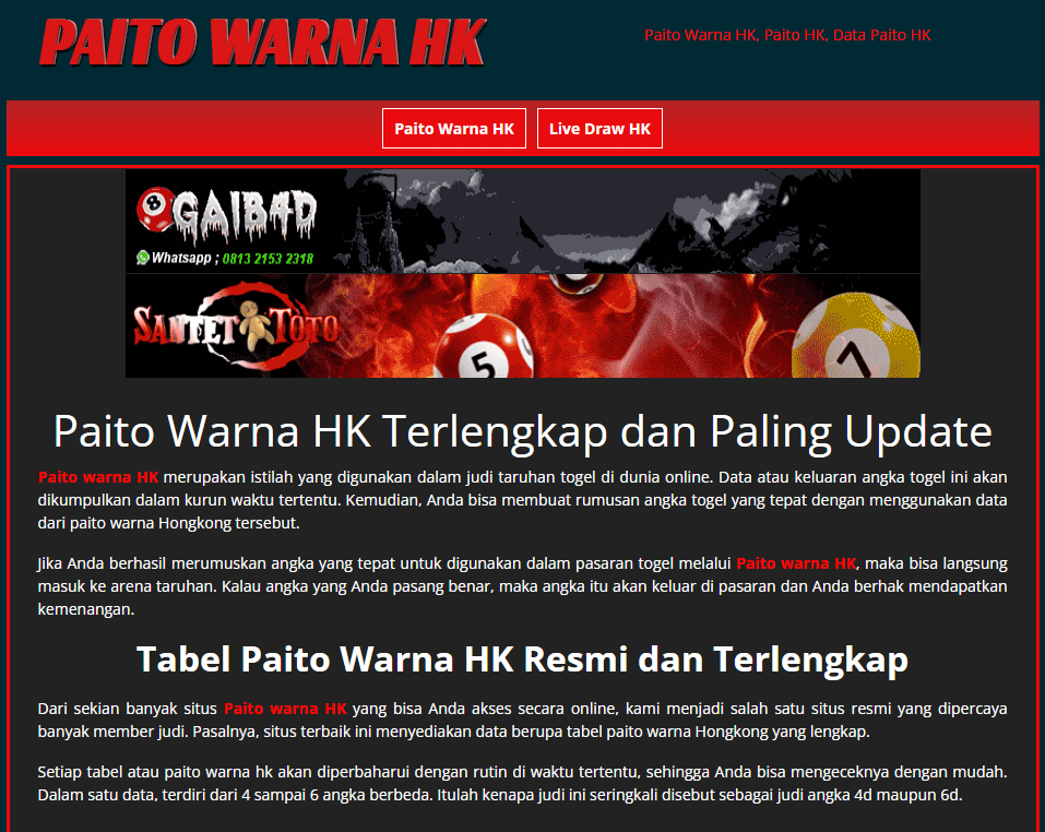 Paito Warna HK Warna Warni Komplet Toto Hongkong